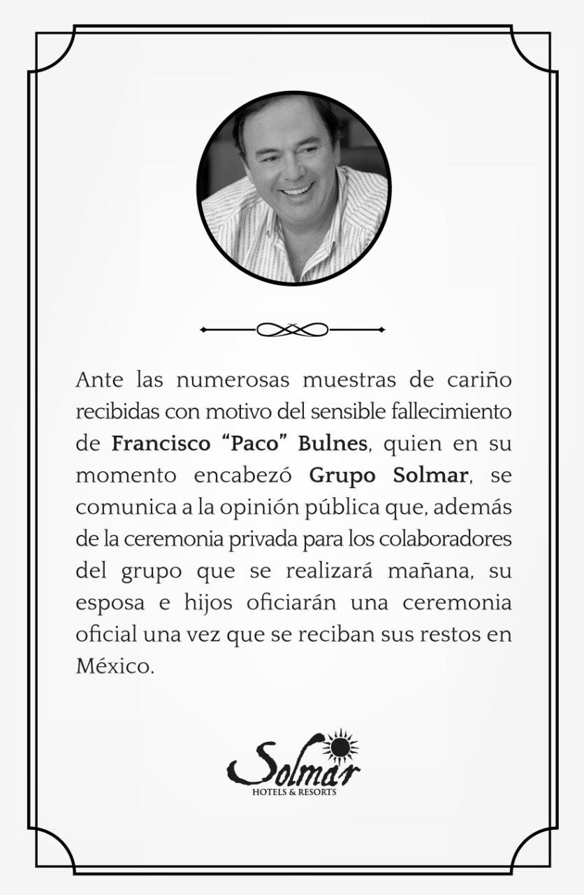 Anuncia familia despedida pública para "Paco Bulnes"