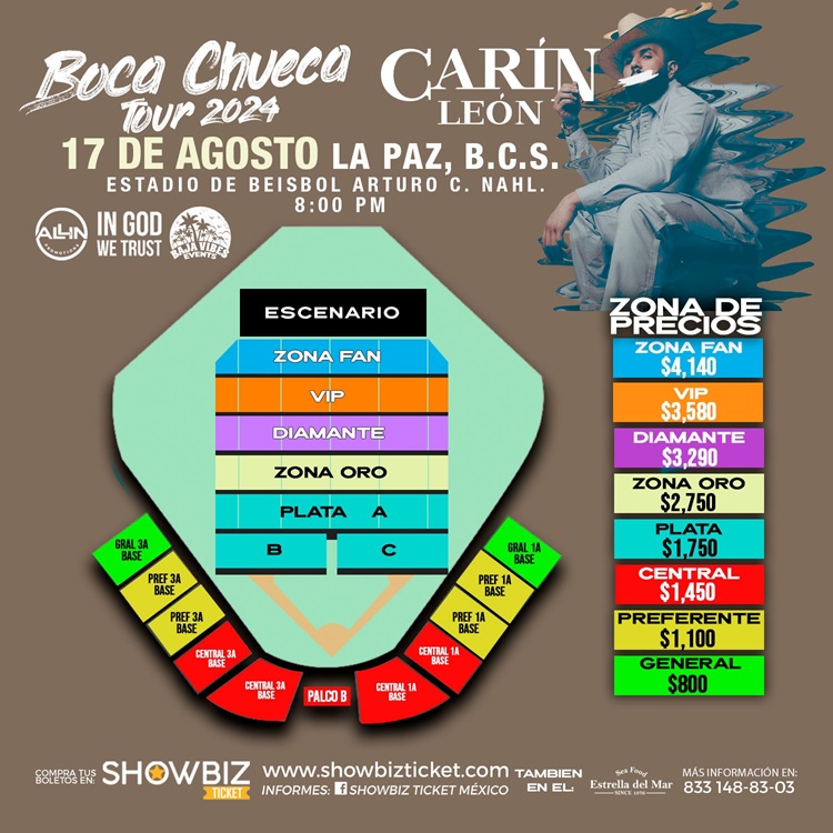 Anuncian presentación de Carín León en La Paz